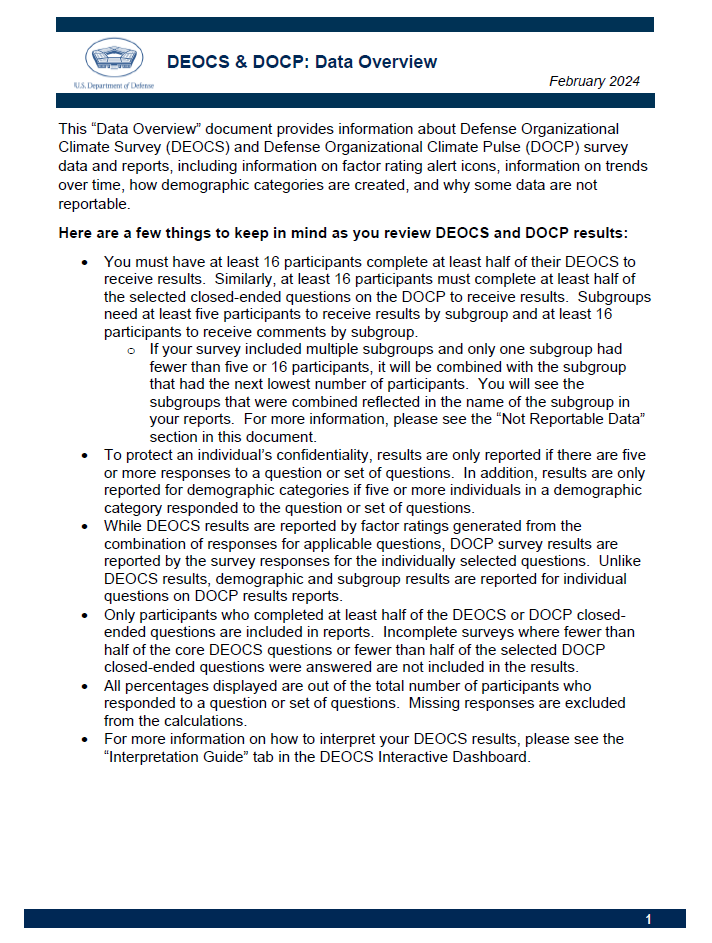 Home | OPA Defense Climate Portal Resource Center