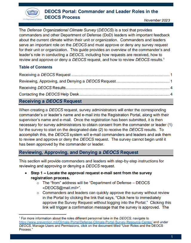 Home | OPA Defense Climate Portal Resource Center