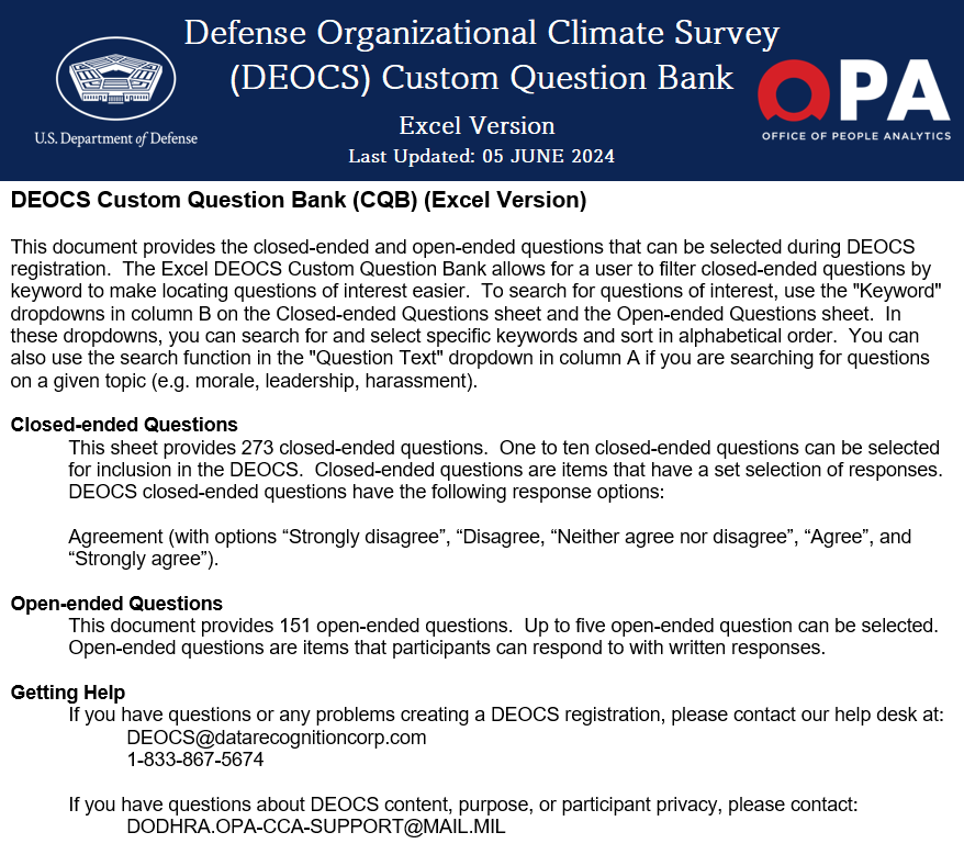 Home | OPA Defense Climate Portal Resource Center