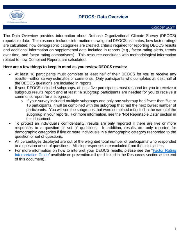 Home | OPA Defense Climate Portal Resource Center
