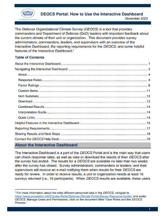 Home | OPA Defense Climate Portal Resource Center