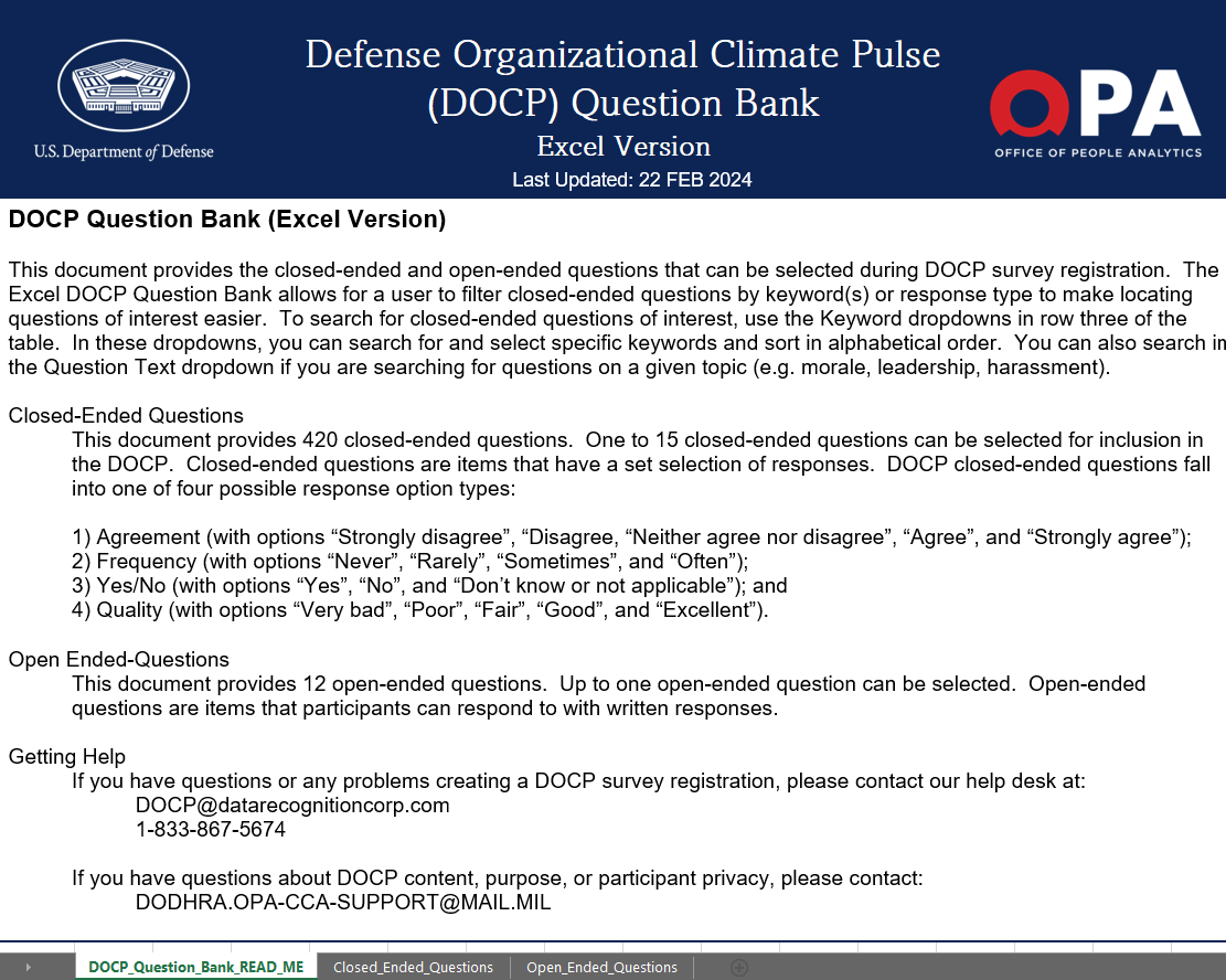 Home | OPA Defense Climate Portal Resource Center